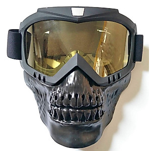 Dplus Motorcycle Goggles Dirt Bike ATV Motocross Anti-UV 400 Adjustable Riding Offroad Protective Combat Tactical Military Goggles for Men Women Kids Youth Adult (Yellow)