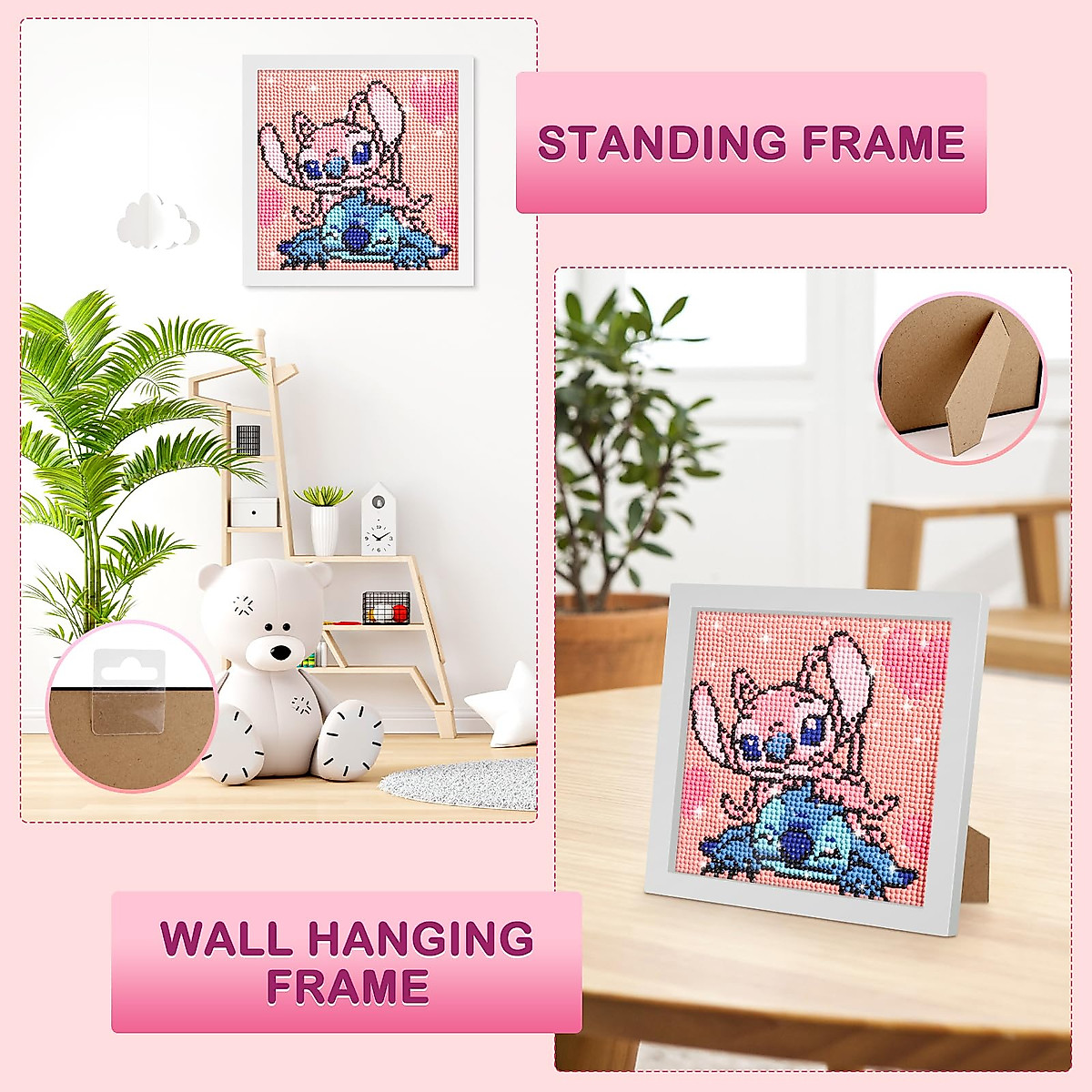 VINDIJA 5D Diamond Painting Kits for Kids Adults with Wooden Frame,Grinch DIY Full Drill Diamond Gem Art for Kids, Art and Crafts for Kids Ages 6-8-10-19 Girls Boys for Birthday