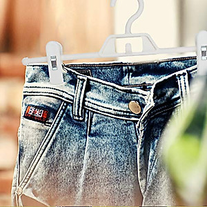 DOITOOL 10PCS Plastic Pants Hangers with Clips Space Saving Hanger for Clothes, Sturdy Skirt Hangers with Adjustable Clip, Closet Clip Hangers for Pant, Jeans, Skirts, Slacks (White)