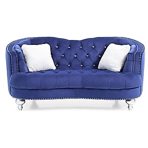 Glory Furniture Jewel Velvet Loveseat in Blue