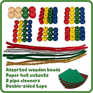 READY 2 LEARN Christmas Crafts - Create Your Own Bead Elves - DIY Ornaments for Kids - Christmas Tree Decoration - All Materials Included, Blue,Green,Red, Set of 4