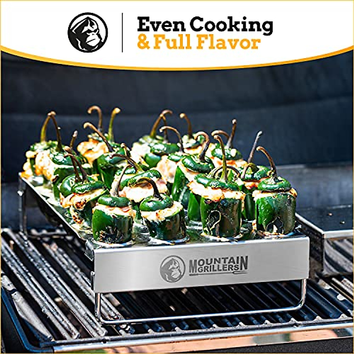 MOUNTAIN GRILLERS Jalapeno Popper Holder for Grill with Corer - Large 24 Hole Pepper Rack and Tray with Core Tool - Perfect Popper Griller & Cooker - Dishwasher & Oven Safe Pepper Corer Tool