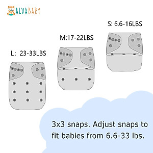 ALVABABY Baby Cloth Diapers One Size Adjustable Washable Reusable for Baby Girls and Boys 1 Pack with 2 Inserts H114-2T