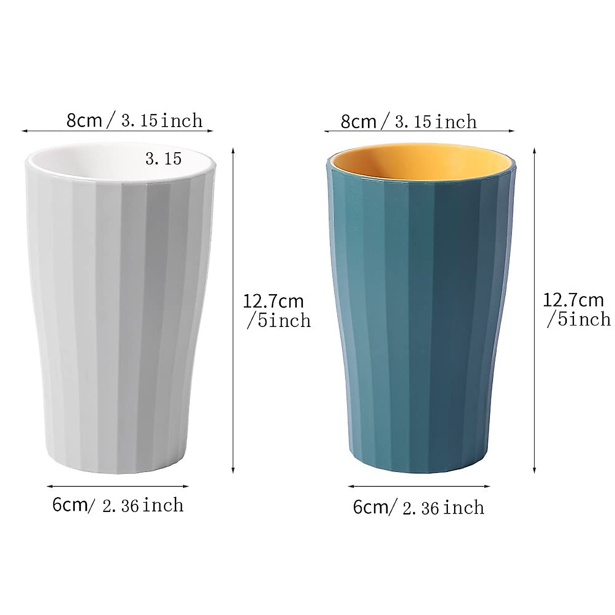 Awhale Mouthwash Toothbrush Cup, Bathroom Tumbler Cup, Unbreakable Bathroom Wash Cup, Soft and Easy Grip, Large Capacity 360ML (Blue and Grey)