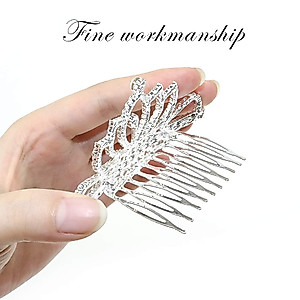 NODG 3 Pieces Silver Tiaras for Women Princess Rhinestone Mini Tiaras with Comb Crowns for Women with Comb for Princess Party Favors Tiaras and Crowns for Women