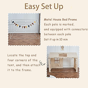 WANFASO Twin Bed Tent Indoor Bed Canopy Kids Tents with 2 Doors, Breathable Private Space Floor Fort Bed Tents for Kids Adult Sleeping Tent (Twin, Khaki)