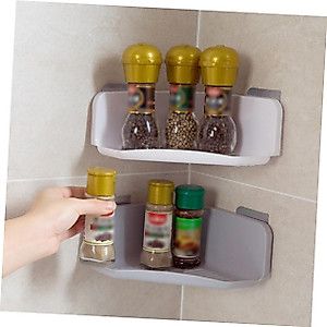 OSALADI 2pcs Bathroom Storage Mount Rack Shower Basket Wall Mounted Corner Shelf No Punching Triangle Rack