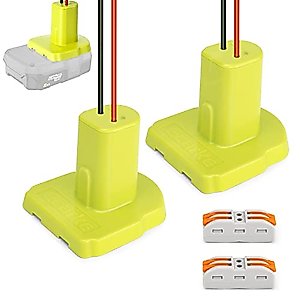 Ecarke for Power Wheels Adaptor for Ryobi 18V One+ P108 P107 P102 Battery Dock Power Connector RC Toy & Car,e-Bike 12 Gauge Robotics （with Wire Terminals）（2 pcs）