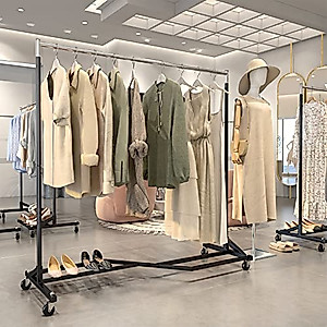 Mr IRONSTONE Upgraded Rolling Clothes Rack, Clothing Racks for Hanging Clothes, Garment Rack Heavy Duty, Commercial Clothes Rack for Clothing, Sturdy Clothes Rack with Shelves