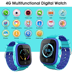 cjc 4G Kids Smartwatch, Smart Watch for Kids, IP67 Waterproof Watches with GPS Tracker, 2 Way Call Camera Voice & Video Call SOS Alerts Pedometer WiFi Wrist Watch, 3-12 Years Boys Girls