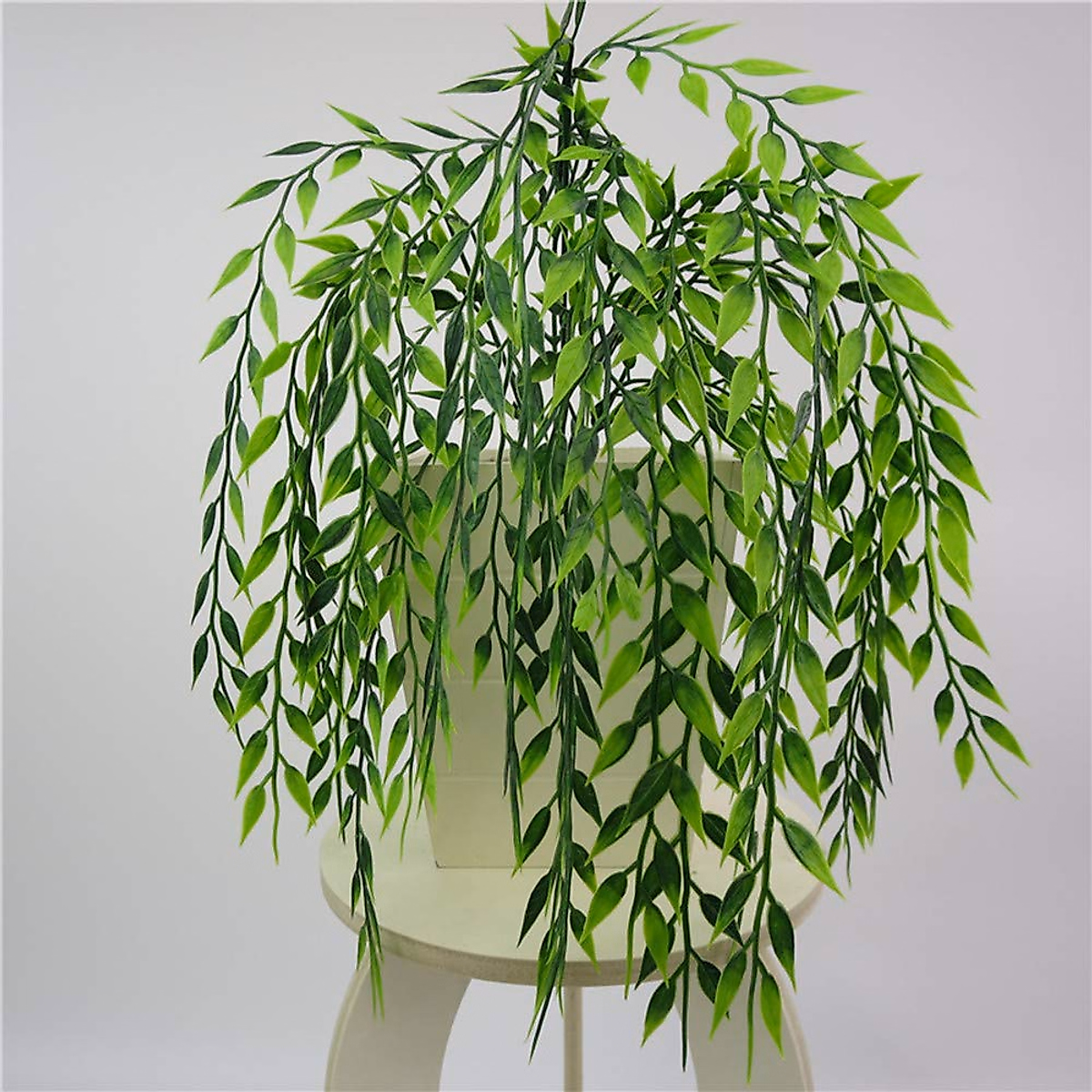 DUDNJC 5pcs Artificial Weeping Willow, 20in Fern Persian Rattan, UV Resistant Plastic Plants Greenery Leaves Fake Hanging Vine Faux Ivy, Garden Door Wall Baskets Wedding Party Table Decor