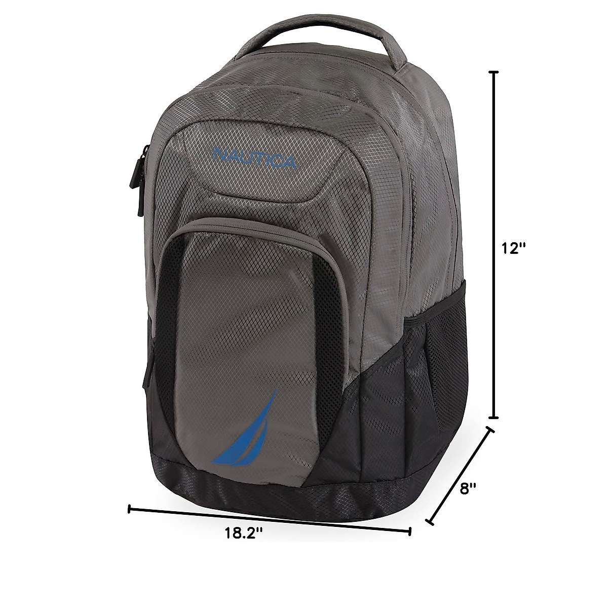 Nautica Sail Laptop Backpack, Grey/Blue, One Size