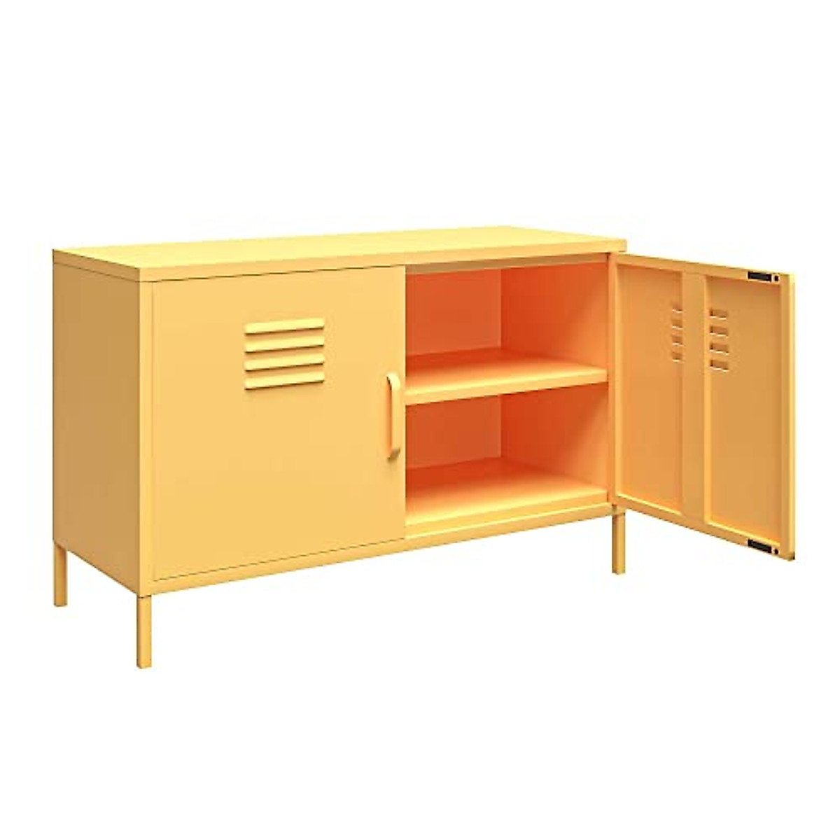 Novogratz Cache 2 Door Metal Locker Accent, Yellow Cabinet