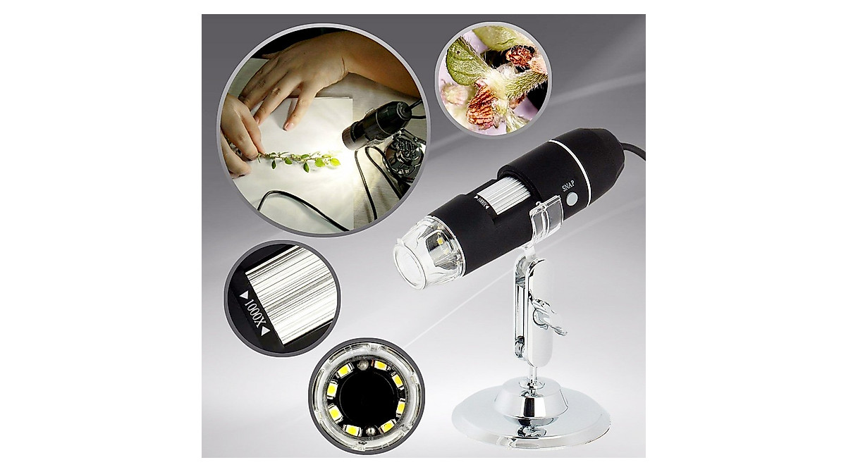 DGCUS USB 2.0 Digital Microscope - 1000X Magnification & 8-LEDs