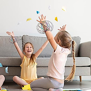 Flow Ring Spinner Ring Arm Toy - Magic Ring Game for Kids Arm Bracelet Kinetic Spiral Flow Ring Spring Toy - 3D Roll Rings Arm Slinky Metal Toy Stainless Ring - Infinity Loop Rainbow Kinetic Flow Ring