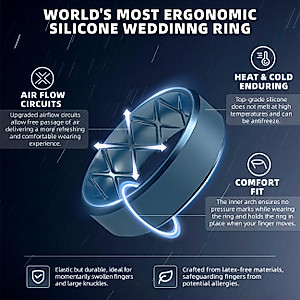 Egnaro Silicone Ring Men, Inner Arc Ergonomic Breathable Design, Mens Silicone Wedding Band 4 Rings / 1 Ring Rubber Wedding Bands, 9mm Wide-2.5mm Thick