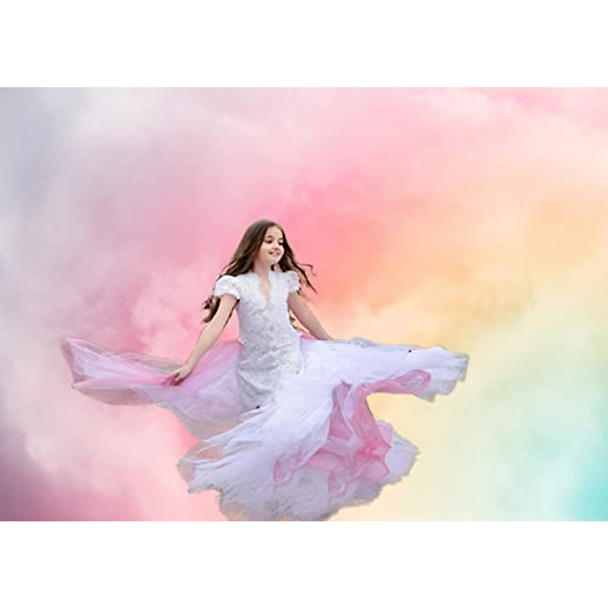 AIIKES 7X5FT Rainbow Cloud Birthday Backdrop Gradient Color Cloud Photography Backdrop Baby Shower Girl Birthday Cake Smash Wedding Party Decoration Photo Studio Props 12-420
