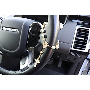 Faith & Gospel Blue Gold Rosary Beads Bracelet Medal Catholic Cross Religious Prayer Chaplet Handmade Communion Confirmation Car Pocket