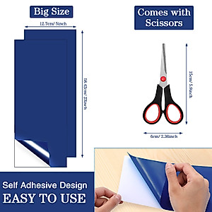 4 Pcs 23 x 5 Inch Vinyl Pool Repair Patch Kit Large Self-Adhesive PVC Pool Patch Repair Kit Cut-to-Size Inflatable Pool Patches with Scissors for Swimming Pools Inflatable Boat Products(Dark Blue)