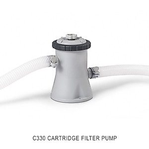 INTEX 28201EH Metal Frame Above Ground Swimming Pool Set: 10ft x 30in – Includes 330 GPH Cartridge Filter Pump – Puncture-Resistant Material – Rust Resistant – 1185 Gallon Capacity