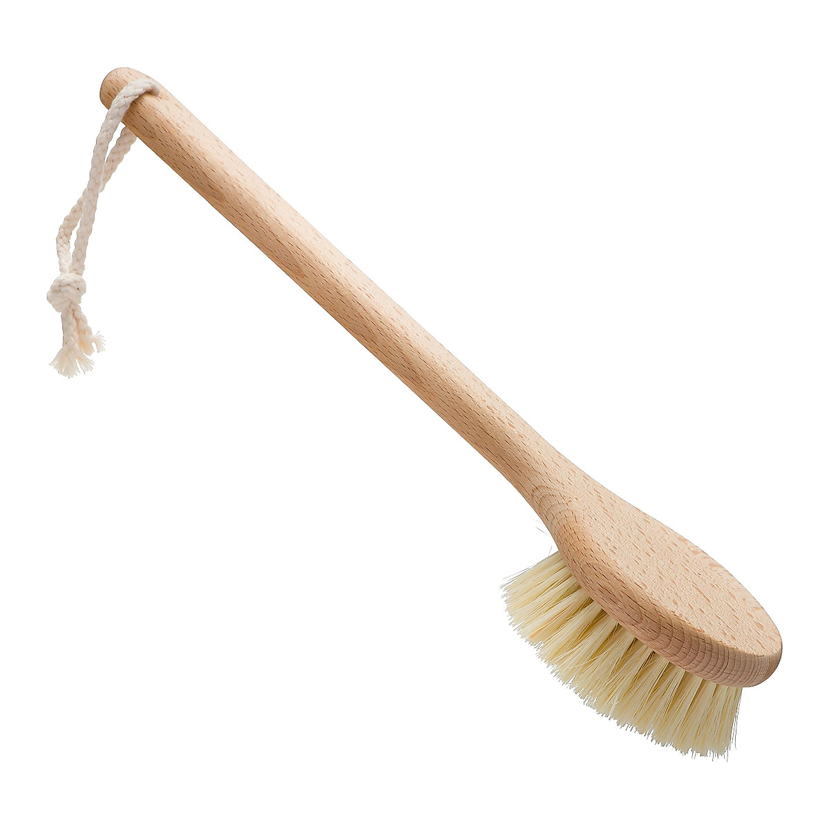 Redecker 100% Made in Germany Round Pig Bristle Bath Brush with Oiled Beechwood Handle, 14-1/5-Inches