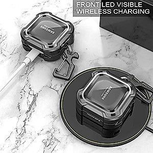 Dexnor Compatible with Samsung Galaxy Buds 2 Pro Case(2022)/Galaxy Buds 2 Case(2021)/ Galaxy Buds Live Case(2020)/ Galaxy Buds Pro Case(2021) Clear Hard PC & Silicone 360 Full Body Case- Black