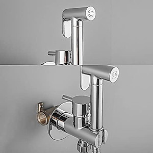 MINJING Handheld Bidet Sprayer for Toilet Wall Mounted Baby Cloth Diaper Sprayer Brass Toilet Sprayer Hot and Cold Water Handheld Sprayer Kit for Personal Hygiene Cleaning, Chrome
