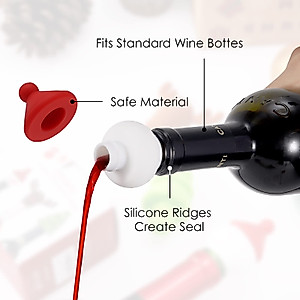 Vzaahu Wine Bottle Stoppers, 3-Pack Silicone Reusable Christmas Decor Wine Stoppers for 0.8"/2 cm Mouth Wine Bottle, Wine Outlet Cap, Bottle Cover, Beverage Bottle Stoppers