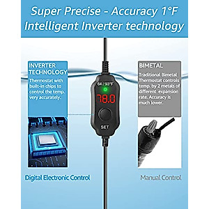 Kulife Fumak 100W Adjustable Aquarium Heater Super Short Submersible Fish Tank Heater Fish Heater with LED Digital Display Thermostat, for Tanks 10-20 Gallons