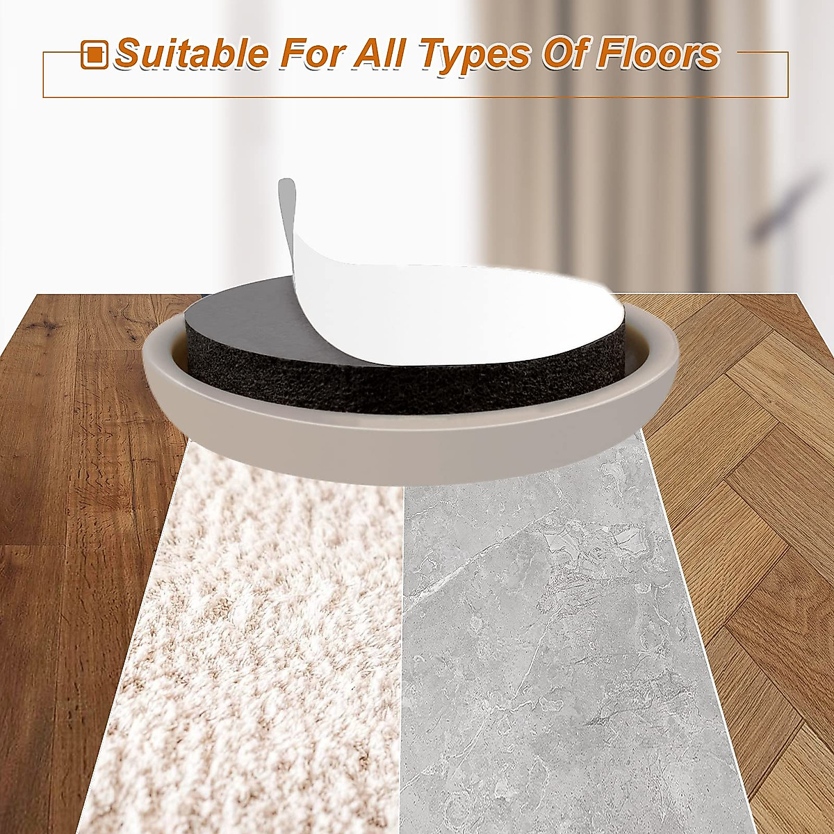 1-1/4" Furniture Sliders for Carpet & Hardwood Floors, 24PCS Furniture Pads for Quickly and Easily Move Any Item and Protect The Floor