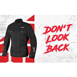 HWK Motorcycle Jacket for Men Adventure/Touring with Cordura Textile Fabric for Motorbike Riding and Impact Protection Armor (Black, Large)