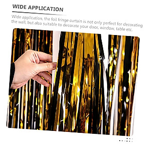 FUOYLOO 2pcs Black Gold Rain Curtain Backdrop Curtain for Party Graduation Fringe Curtain Party Supplies Prom Props Fringe Backdrop Streamer Aluminum Foil The Pet Baby Metal Foil
