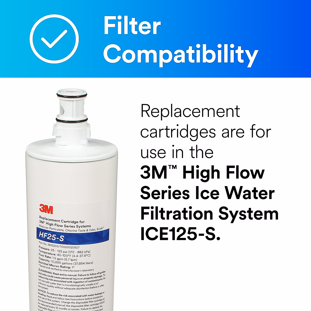 3M Water Filtration Products Replacement Cartridge HF25-S for High Flow Series ICE125-S System. 5615203 (Case of 6)