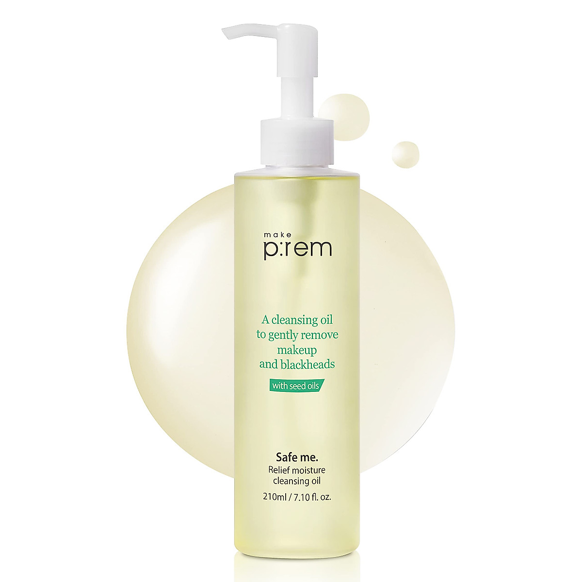 MAKEPREM Safe me. Relief Moisture Cleansing Oil 7.1 Fl Oz Naturally-Derived Ingredients PHA Formula Makeup Remover Pore Cleansing Blackhead Removal Hypoallergenic and Clinically Tested Oil Cleanser