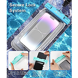 MoKo Floating Waterproof Phone Pouch [2 Pack], Floatable Phone Case Dry Bag with Lanyard Compatible withiPhone 14 13 12 11 Pro Max X/Xr/Xs, SE 3, Samsung S21/S20/S10/S9/S8, Sky Blue+Mint Green