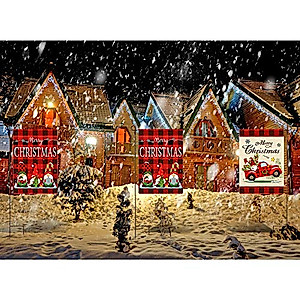 2 Pieces Christmas Garden Flags Christmas Decorations Outdoor Buffalo Check Plaid Truck Flag Double Sided Christmas Flags Xmas Outdoor Flag Winter Flag for Holiday Home Decoration, 18 x 12 Inches