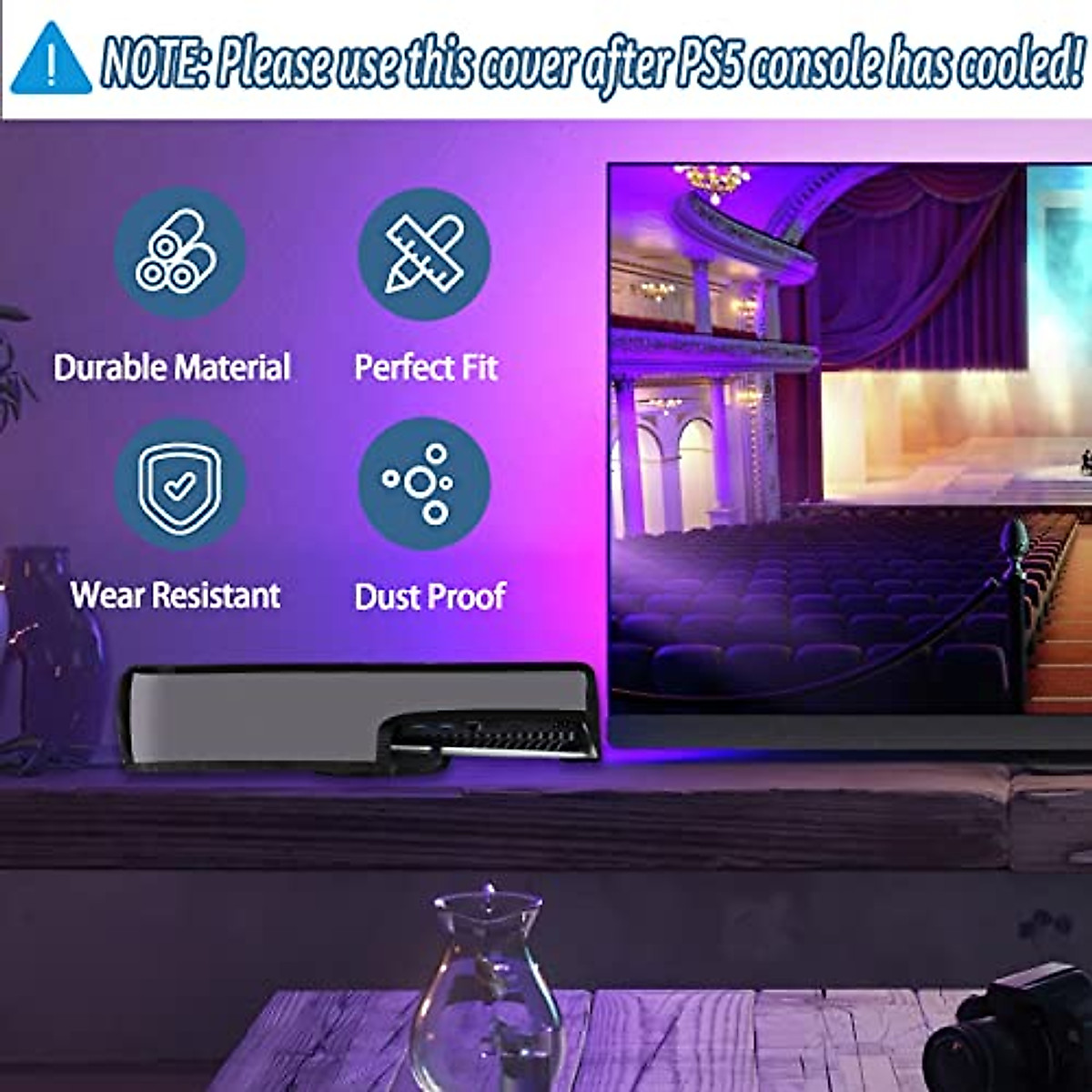 Horizontal PS5 dust cover Waterproof Anti-Scratch Protector Sleeve Dust Cover For PS5 Console Guard With Back Cable Port For Playstation 5 Console Digital & Disk Version