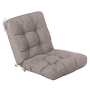 QILLOWAY Outdoor Seat/Back Chair Cushion Tufted Pillow, Spring/Summer Seasonal All Weather Replacement Cushions. (TAN/Grey)