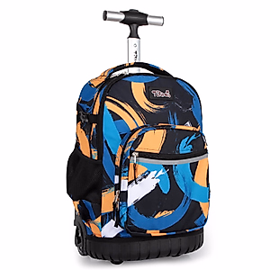 Tilami Kids Rolling Backpack 18 inch Boys and Girls Laptop Backpack, Pink butterfly