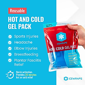 ICEWRAPS 5x7 Gel Ice Packs For Injuries Reusable | Hot Cold Gel Pack for Injuries, Pain Relief, and Migraines | Soft Ice Pack For Arm, Leg, and Back Brace | Flexible Gel Compress Ice Packs | Pack of 4