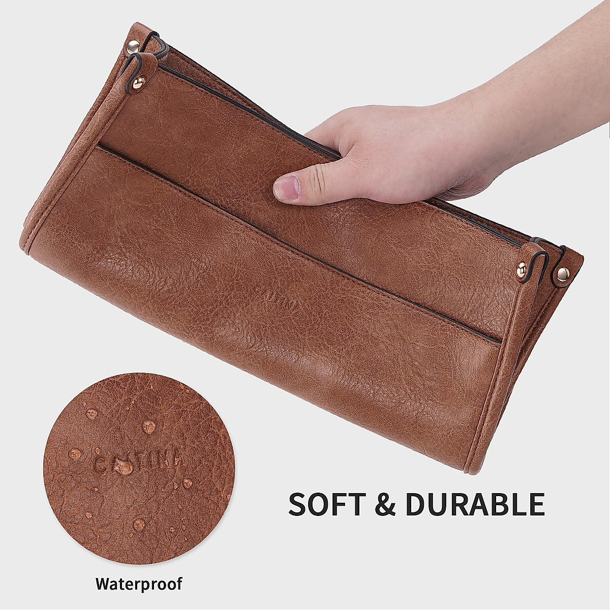 Caitina Crossbody Bag For Women Vegan Leather Hobo Handbag Designer Crossbody Purses Bucket Bag For Women with 2PCS Adjustable Strap(Beige)