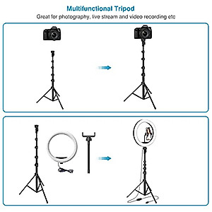 12" Selfie Ring Light with 63" Adjustable Tripod Stand and Phone Holder, LED Dimmable Ringlight with Remote, for Live Stream/Photography/Makeup/YouTube Video, Compatible with Cell Phones, Cameras