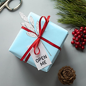 Dolicer 24PCS Artificial Silver Glitter Leaf Fake Plants Silver Leaves Christmas Glitter Leaf Spray Christmas Floral Vase Arrangement Bouquets for Christmas Tree Wedding Home Garden Party Gift Decor