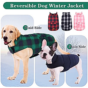 Kuoser Dog Winter Coat, Reversible Dog Jacket, Warm Dog Coat British Style Puppy Cold Weather Coat, Windproof Dog Clothes Dog Vest for Small Medium and Large Dogs Green 3XL