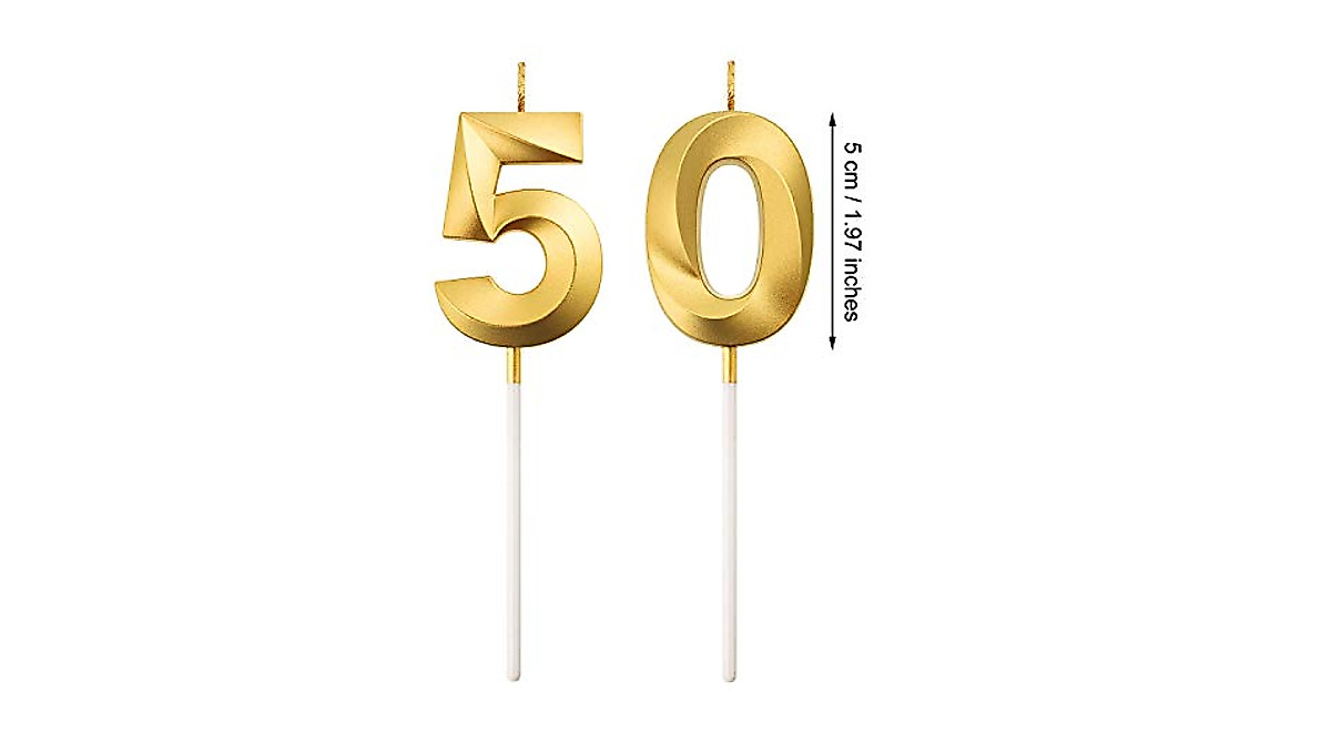 Gold 50th Birthday Cake Candles - Celebrate in Style