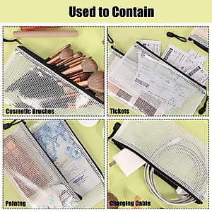 EOOUT 48pcs Mesh Zipper Pouch, 9.5x4.5 Inches Waterproof Zipper Bags, Clear Small Zipper Pouches, Organizing Storage with Zipper for Bill, File and Travel (Black)