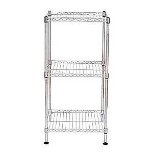 Keseno Chrome 3-Tier Black Wire Shelving Tower， Adjustable, Heavy Duty Storage Shelving Unit