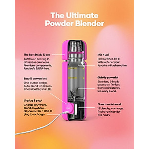 Vejo Personal Blender Powder-Powered Blending System | No Shaking | No Clumps | No Prep | Easy One-Button Design | USB Rechargeable Blender | Black