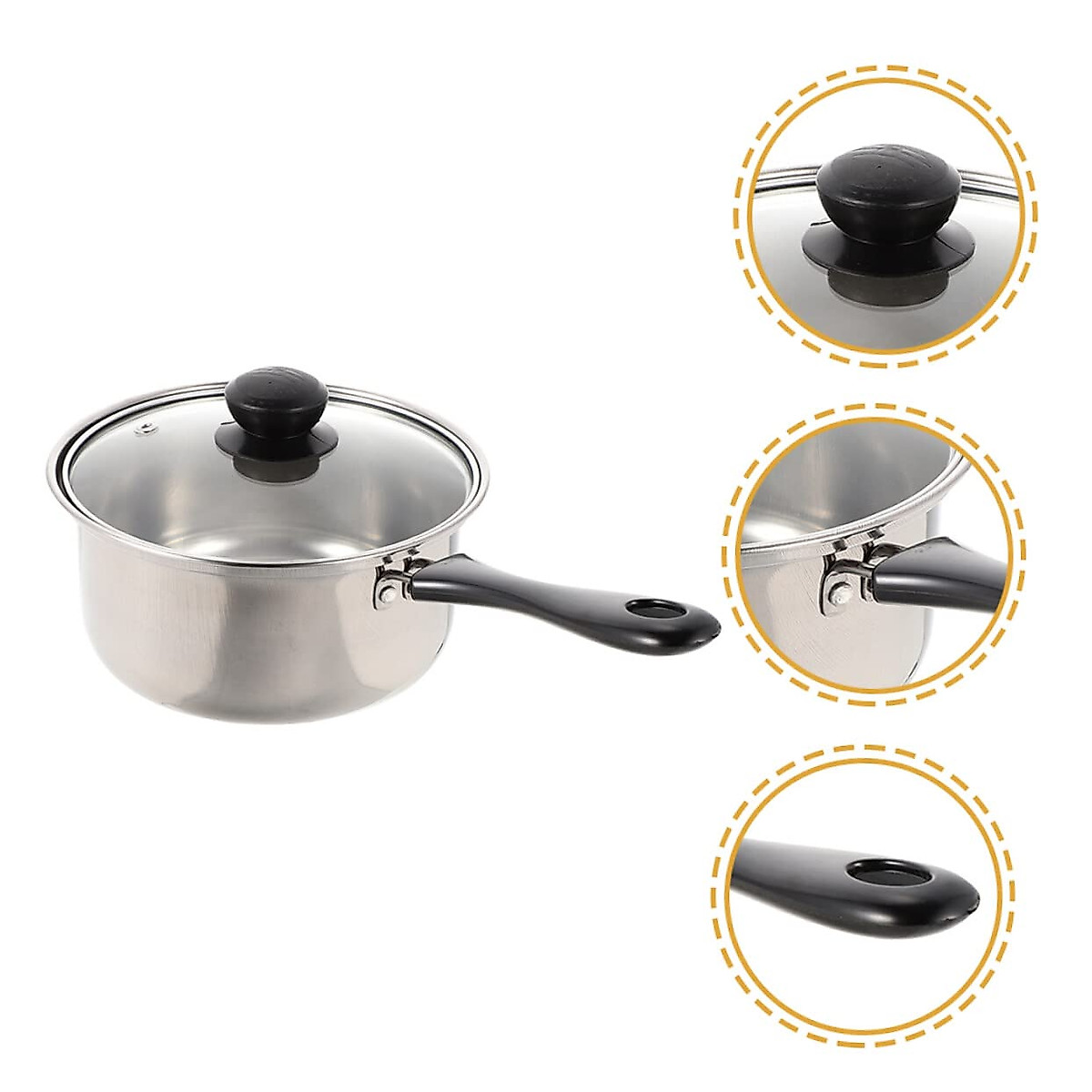 Angoily Single Handle Small Stainless Steel Sauce Pan Single Handle Pot with Lid Single Handle Soup Pot Small Soup Pot Cooking Soup Pot Cooking Saucepan Small Milk Saucepan