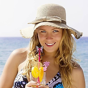 Butterfly Silicone Straw Tips Cover - 16 Pack Colorful Butterfly Cool Animal Reusable Drinking Straw Caps Lids Dust-Proof Straw Plugs for 6-8 mm(1/4 Inch) Straw Travel Home Outdoor Party